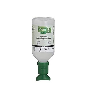 Plum Plus Rinse 45981-2 Sterile Saline Eyewash Solution Bottle 500 mL, 8.5" Height, 3" Wide, 3" Length, 16.9 fl. oz, Plastic (Pack of 2)
