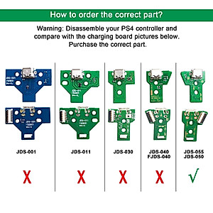 Rinbers® Pack of 2 JDS-050 JDS-055 Replacement Charging Port Micro USB Adaptor Charger Socket Circuit Board with 12 Pin Flex Cable for SONY PS4 5th Gen DualShock 4 Controller
