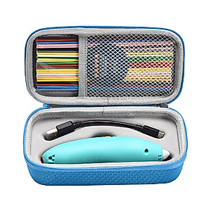 VGPDHJ 3D printer storage box, suitable for 3Doodler Start+ Essentials 3D printer, portable storage case, can store USB data cable and 3D printing pen (Blue)