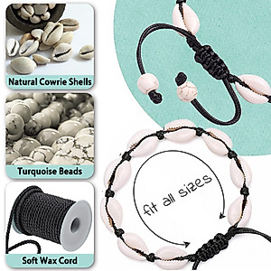 4 Pack Adjustable Shell Bracelets Anklets Set Natural Cowrie Shell Beads Puka Seashells Ankle Jewelry for Men Women Valentine's Day Gifts