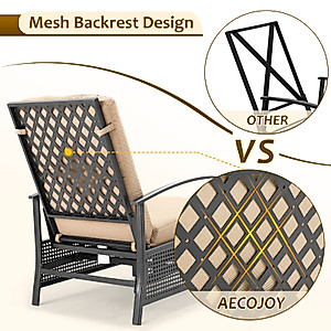 AECOJOY Outdoor Recliner Chair, Patio Outdoor Lounge Chairs with Adjustable Back, Pool Lounge Chairs with Beige Olefin Cushions (Removable)