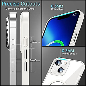 JUESHITUO 2023 New for iPhone 13 Case, iPhone 14 Case Magnetic Slim Crystal Clear for iPhone 13 Case/iPhone 14 Case Magsafe[Not Yellowing][Compatible with MagSafe][No.1 Strong Magnets] 6.1 Inch,White