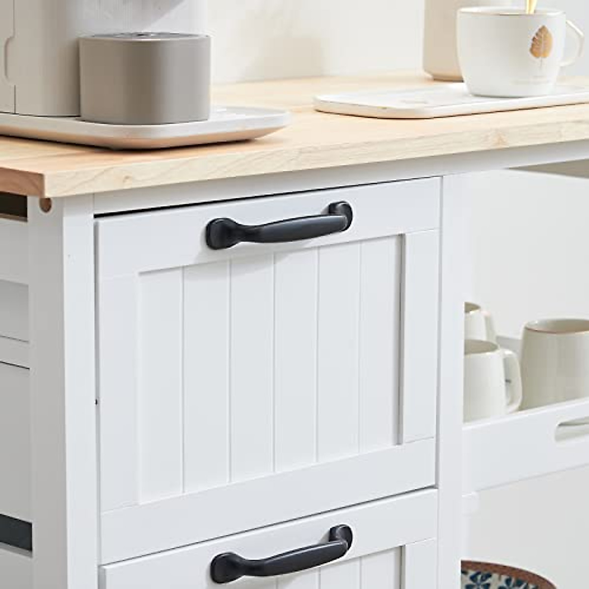 White Rolling Kitchen Island with Storage,Drawer Storage Islands &Carts Mobile Storage Islands,Portable Kitchen Cart Cabinets Rolling Kitchen Island Table on Wheels with Storage Cabinet 76 x 37x 84CM