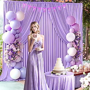 4 Panels Lavender Backdrop Curtain for Parties Wedding Wrinkle Free Light Purple Photo Curtains Backdrop Drapes Fabric Decoration for Baby Shower Photoshoot 20ft(W) x 10ft(H)