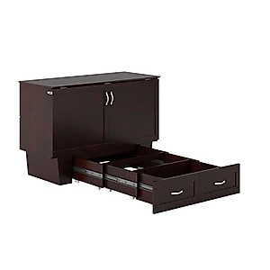 AFI, Monroe Murphy Bed Chest with 6 inch Memory Foam Folding Matttress, Built-in Charging Station and Storage Drawer, Full, Espresso