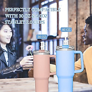 EXQUILEG 9Pcs Silicone Spill Proof Stopper, Compatible for 30 & 40 OZ Stanley Cup, Stanley Cup Accessories with 3 Straw Cover Sets, 3 Round Leak Stoppers and 3 Square Spill Stoppers