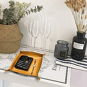 insoftb Leather Jewelry Tray Watch Coin Change Key Phone Catchall Valet Tray for Storage Nightstand Organizer