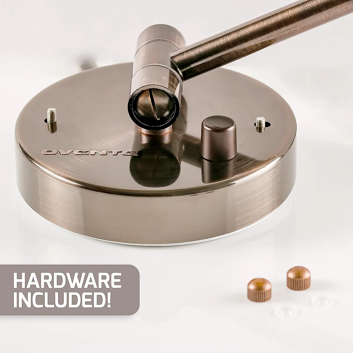 OVENTE 9" Lighted Wall Mount Makeup Mirror with 1X/7X Magnification, Double Sided Magnifying Bathroom Mirror, LED Glow Light, 360° Swivel Design, Extendable Folding Arm, Antique Brass MPWD3185AB1X7X