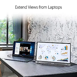ASUS ZenScreen 15.6” 1080P Portable USB Monitor (MB16AH) - Full HD, IPS, USB Type-C, Speakers, Micro-HDMI, Eye Care, Speakers, Tripod Mountable, Anti-Glare Surface, Protective Sleeve, 3-Year Warranty