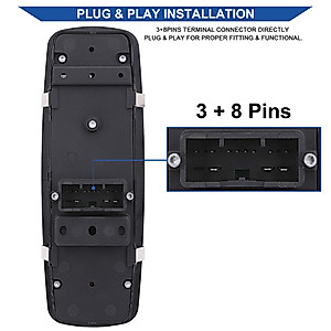 Obaee Front Left Window Switch 68231805AA Compatible with 2011-2012 Chrysler 300, 2015-2017 Chrysler 200, 2011-2014 Dodge Charger, 2016 Ram 1500 2500 3500 4500 5500 4-Door Replace 68139805AB