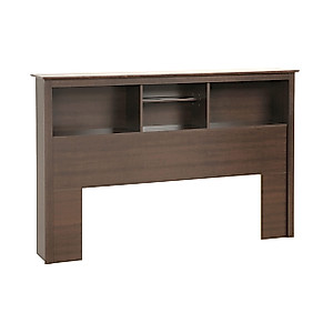 Prepac Stylish Full/Queen Headboard with 3 Compartments, Deep Bookcase Style Headboard for Full/Queen Size Beds 11" D x 65.75" W x 43" H, Espresso, ESH-6643