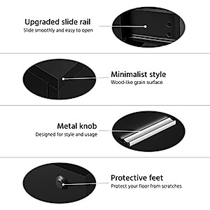 Yaheetech Wood Nightstand, Bedside Table with 3 Drawers, Bedside Cupboard with Metal Handles, Small Drawer Cabinet Unit with Storage for Bedroom/Small Space, Black