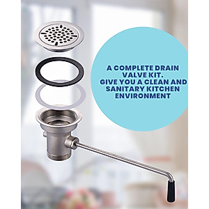 iVIGA Commercial Sink Drain: 3-1/2" Sink Opening Waste Drain Valve - Brass Commercial Kitchen Sink Drain With Twist Handle - Prevents Sink Clogged Overflow For Commercial Restaurant Multi-Basin Sink