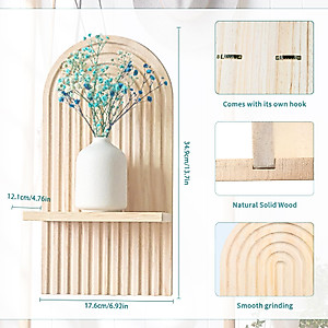 YIYA 2 Pcs Boho Wooden Rainbow Wall Shelves Floating Shelves for Wall Rainbow Arch Boho Floating Shelves Modern Boho Wall Shelf for Living Rooms Bathroom Display