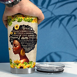 SANDJEST Christian Gift for Women Bible Tumbler 20oz Stainless Steel Insulated Tumblers Coffee Travel Mug Cup for Black Woman Religious Gifts for Birthday Christmas