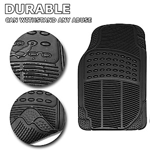 Car SUV Floor Mat by Vaygway - 4 Piece Heavy Duty Set - 3 Row Vehicle All Weather Floor Mats - Black Trimmable Universal Fit Rubber Rug for Car Truck Van SUV