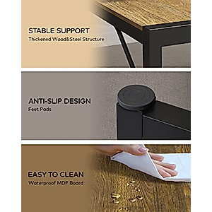 Dining Table Set for 4, 4 Seat Dining Room Table Set, 3 Piece Kitchen Table Set, Rectangular Table Set, Wood Modern Table and Bench Set, 45.5 x 30.4 x 30.4 inch, Metal Frame and MDF Board (Retro)