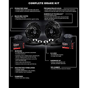 R1 Concepts Front Rear Brakes and Rotors Kit |Front Rear Brake Pads| Brake Rotors and Pads| Performance Off-Road Brake Pads and Rotors | Hardware Kit|fits 1999-2004 Jeep Grand Cherokee