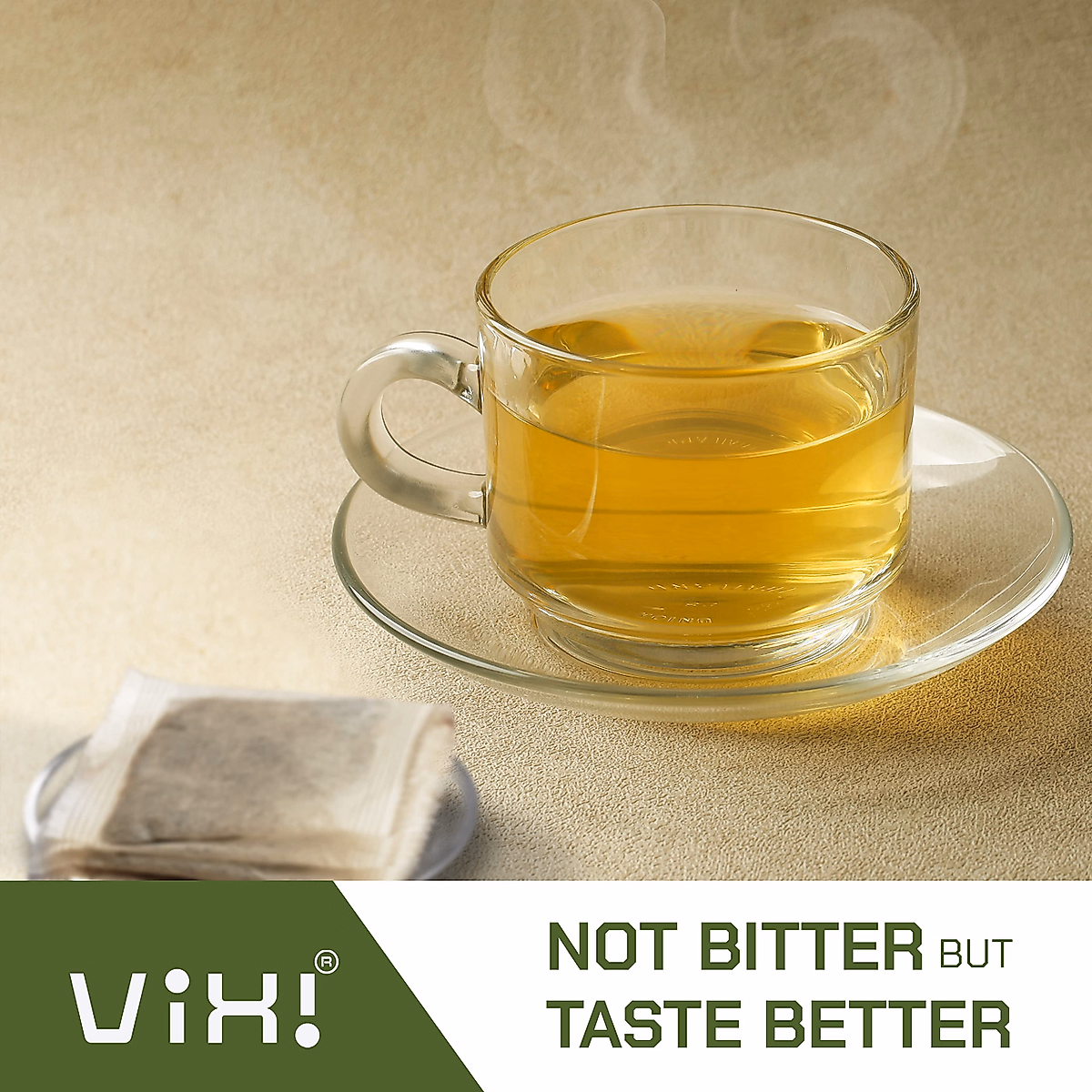 VIXI Green Tea Bags, 100 Counts, Vietnam's Mountain Tea, Antioxidant, Caffeinated, Tagless, Plastic Free, Balanced Flavored, 100% Natural for Hot, Iced and Cold Brew