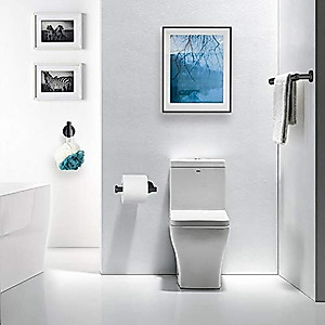 Tudoccy 5-Pieces Matte Black Bathroom Hardware Set SUS304 Stainless Steel Round Wall Mounted - Includes 16" Hand Towel Bar, Toilet Paper Holder, 3 Robe Towel Hooks,Bathroom Accessories Kit