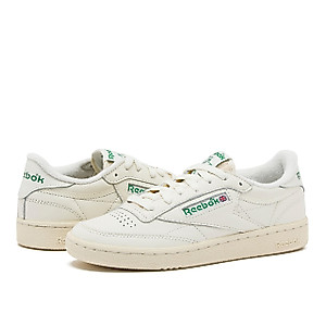 Reebok Club C Vintage Tennis Sneakers for Women, Chalk/Alabaster/Glen Green, 9