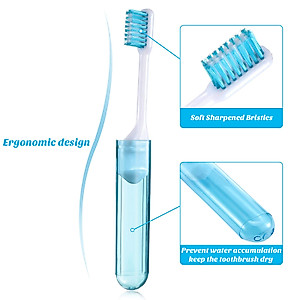 12 Pieces Travel Toothbrush Fold Travel Toothbrush Camping Toothbrush Folding Toothbrush with a Toothbrush Box Soft Bristle Portable Toothbrush for Travel, Hiking, School, Business Trip