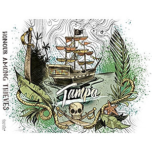 Tervis Florida-Tampa Pirate Insulated Tumbler with Wrap and Hunter Green Lid, 24 oz, Clear