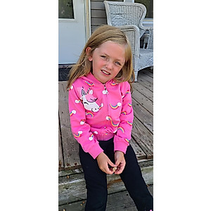 Popshion Baby Girls Unicorn Sweaters Zipper Rainbow Hooded Sweatshirt Toddler Christmas Coat Hoodies Outerwear Kids Winter Jacket 5t