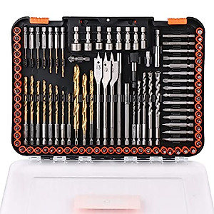 HORUSDY Impact Drill Bit Set, 112-Pieces 1/4" Hex Shank Impact Driver Bits & Screwdriver Bits Set for Screw Driving and Wood Metal Cement Drilling