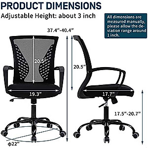 Ergonomic Office Chair Clearance Mid Back Mesh Chair with Lumbar Support and Armrest Adjustable Computer Chair Study Chair Rolling Task Chair Modern Executive Chair, Black