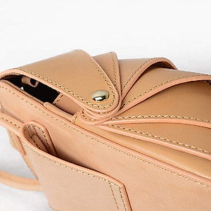 AUMI 4 Cellphone Crossbody Tan Beetle Bag Mini Cell Phone Purse Genuine Leather