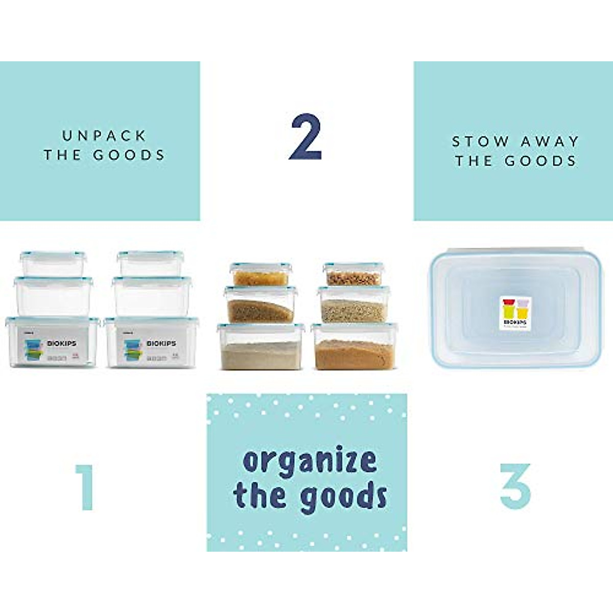 Komax Biokips Airtight Food Storage Containers With Lids | Set of 6 Kitchen Pantry Organization and Storage Containers | BPA-free Sugar, Flour, Dry Food Containers