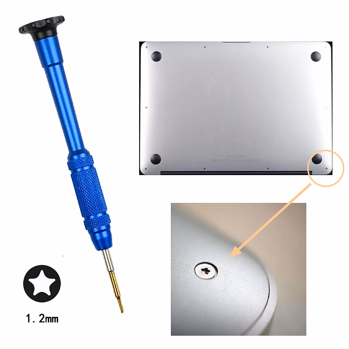 Precision P5 Pentalobe Screwdriver 5 Point Star 1.2mm Screwdriver(TS4) (PL4) for MacBook back panel screws