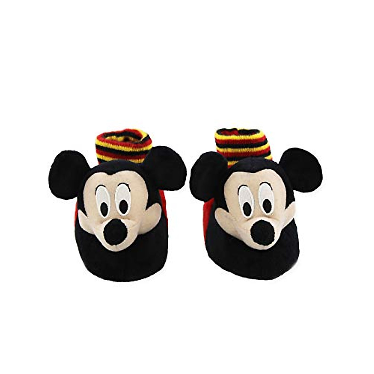 Disney Mickey Mouse Toddler Boys Plush 3D Mickey Head Sock Top Slippers (7-8 M US Toddler, Black/Red)