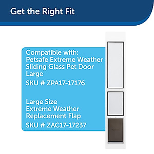 PetSafe Extreme Weather Sliding Glass Pet Door Replacement Flaps – Energy Efficient – Size Large – Compatible Extreme Weather Sliding Glass Pet Door for Dogs and Cats