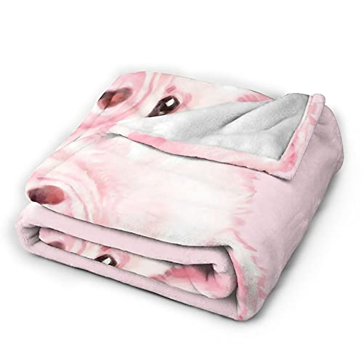 Knsoiv Cute Flannel Plush Throw Blanket, Sneaky Baby Pink Pig Cute Animal Family Pet Throw for Better Relaxing, Wrinkle-Resistant Air Conditioning Blanket 60"X50"