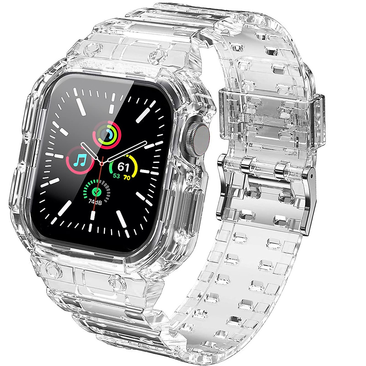 Compatible for Apple Watch Band 40mm 38mm with Protective Case, Men Women Crystal Clear Sporty Protective DropProof Shockproof Case with Premium Soft Fadeless TPU Adjustable Strap Bands for iWatch