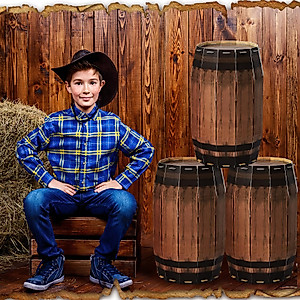 Teenyyou 3 Pcs Western Cowboy Party Decoration Pirate Barrel Decoration Pirate Party Decorations Cowboy Baby Shower Decorations Wooden Barrel Cardboard Barrel Western Prop Decoration