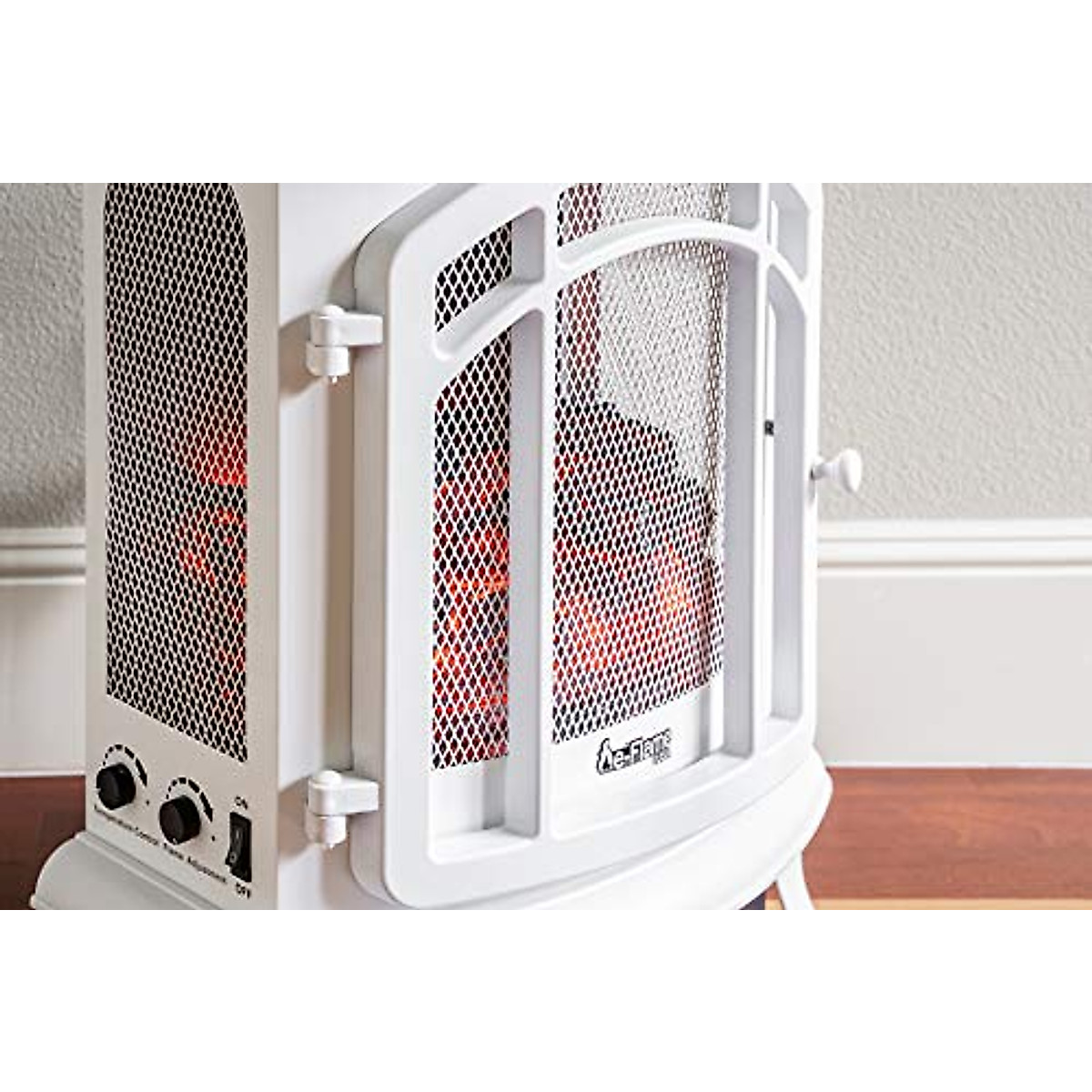 e-Flame USA Tahoe LED Portable Freestanding Electric Fireplace Stove Heater - Realistic 3-D Log and Fire Effect (Winter White)