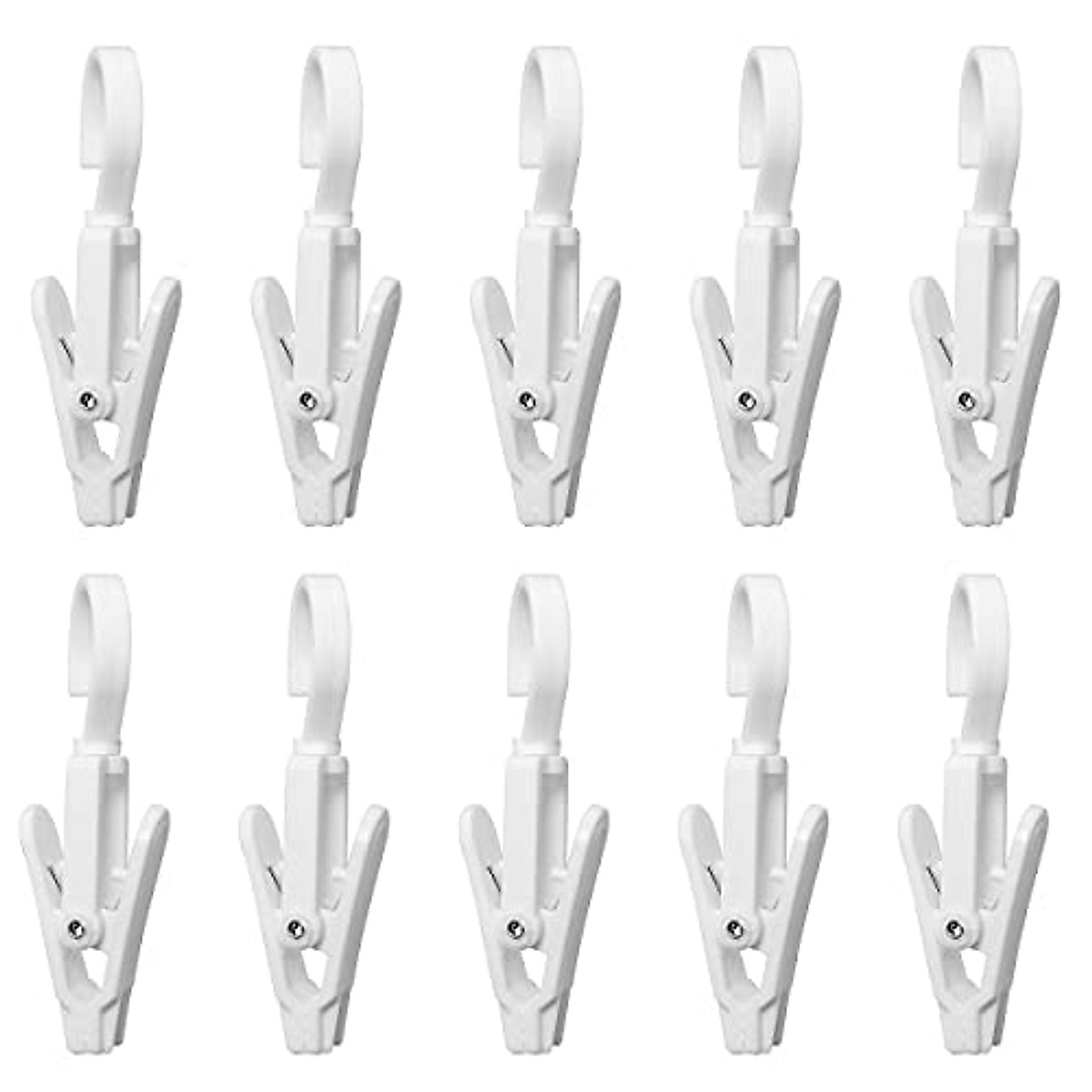 ZRM&E 10pcs Laundry Hooks Clip White Plastic Clothes Pegs Towel Socks Hanging Pegs Laundry Hangers Store Drapery Clips