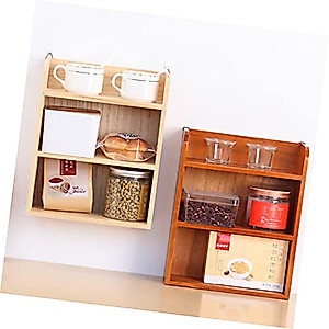 Cabilock Brown Rack Wall Storage Store Wooden Shelf Retro Three Layers Home Hanging for