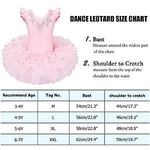 BAOHULU Ballet Leotards for Girls Full Skirted Dance Tutu Dress Party Costumes B184_Pink_L