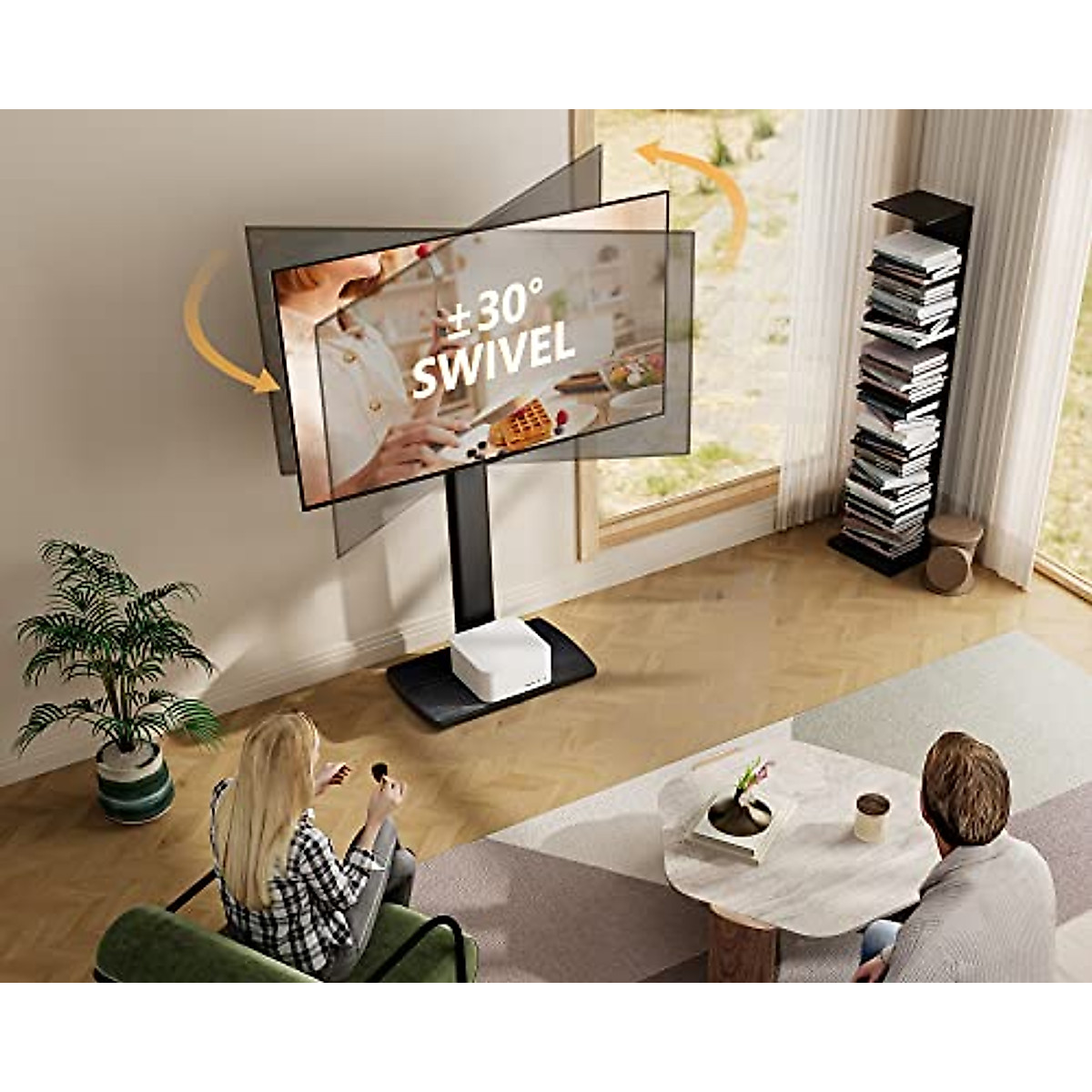 FITUEYES Swivel Floor TV Stand for 32 to 70 Inch TVs Tall Universal TV Stand Mount with Sturdy Wood Base, Space Saving for Corner Bedroom…