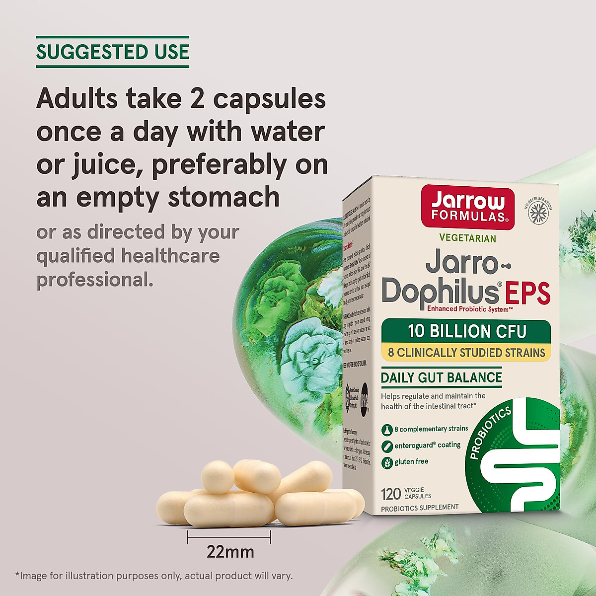 Jarrow Formulas Jarro-Dophilus EPS - 5 Billion Viable Organisms Per Serving - 120 Enteric Coated Veggie Caps - Multi-Strain Probiotic - Intestinal & Immune Health - Up to 120 Servings