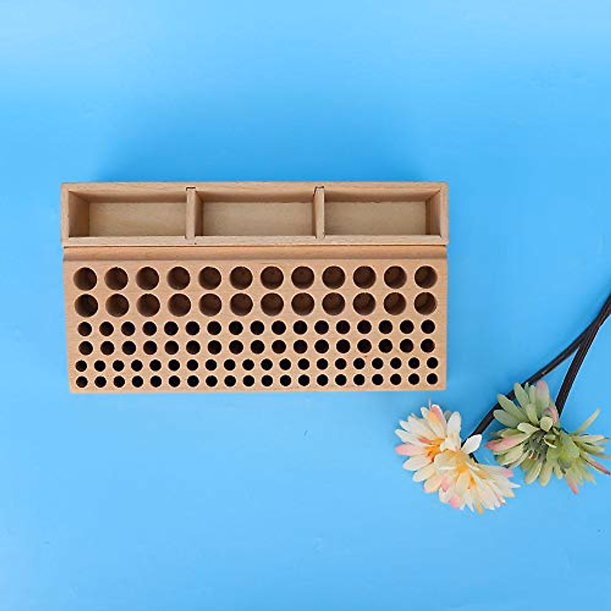 GLOGLOW Leather Tool Holder, 98 Holes Wooden Leather Tools Storage Box Hand Work Tool Organizer Rack (100 Holes)