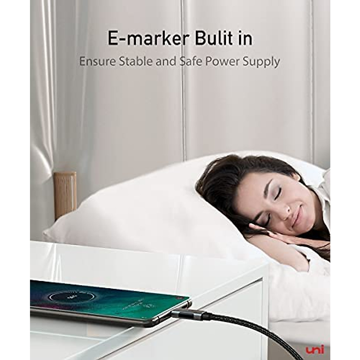 USB C to USB C Cable, uni USB Type C 100W Fast Charging Nylon Braided Cable (5A 20V) Compatible with iPad Pro 2019/2018, MacBook Pro 2019/2018/2017, Dell XPS 13/15, Surface Book 2 and More, 6.6ft