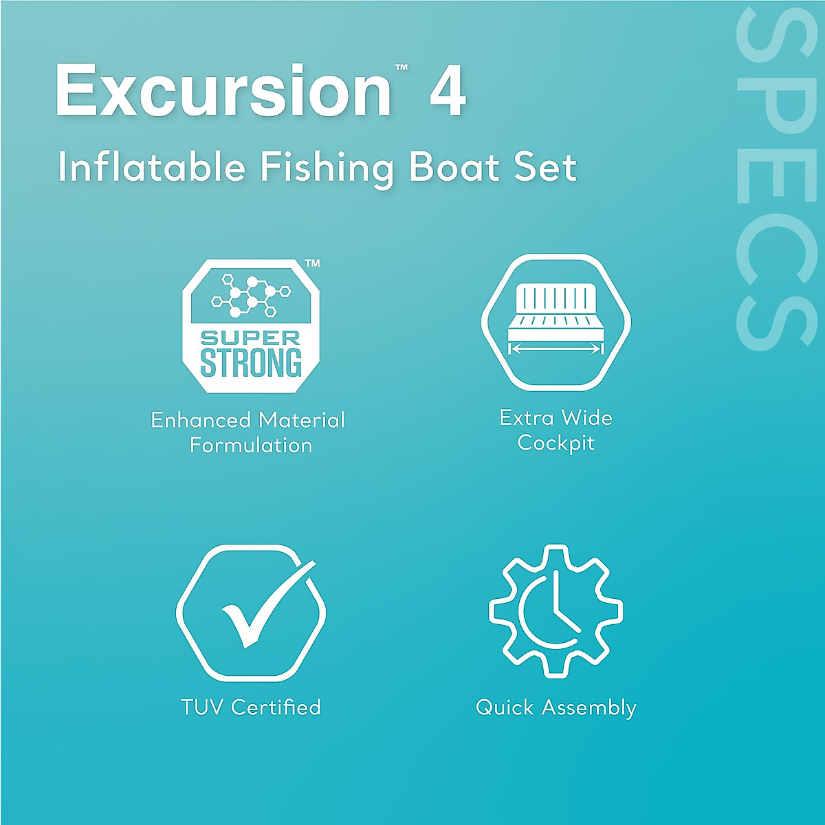 INTEX 68324EP Excursion 4 Inflatable Boat Set: Includes Deluxe 54in Boat Oars and High-Output Pump – Adjustable Seats with Backrest – Fishing Rod Holders – 4-Person – 1100lb Weight Capacity