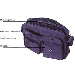 TENXITER Casual Crossbody Bags for Women Multi-Pocket Shoulder Handbags Waterproof Messenger Bag Nylon Purses Travel Pocketbook