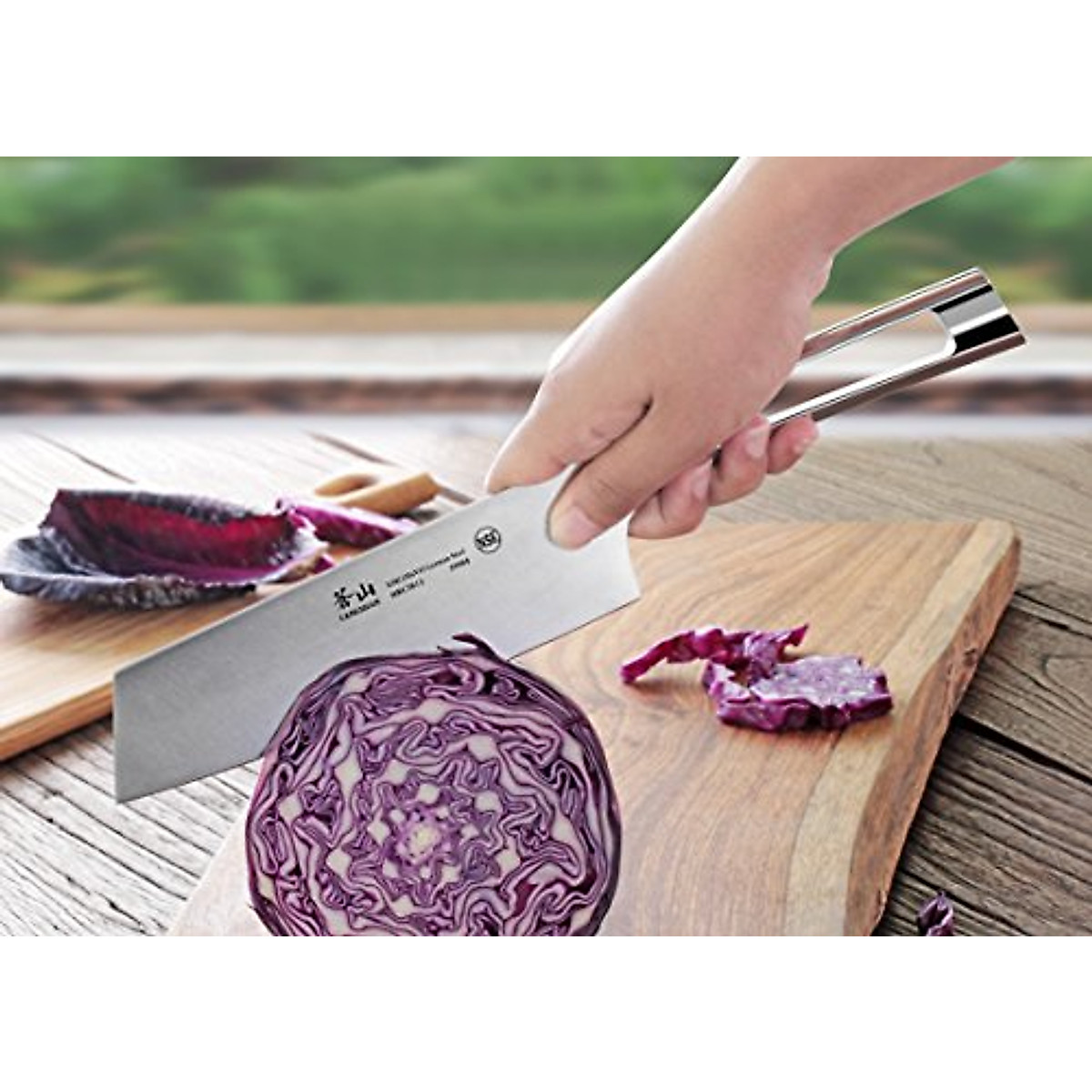 Cangshan N1 Series German Steel Forged Nakiri Vegetable Cleaver, 7" Blade, Silver