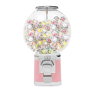 Coin Gumball Machine Toy Vending Machine,11 Inch Mini Vending Machine for Kids,Gumball Bank,Metal Candy Dispenser,Home Vending Machine,Vintage Gum Ball Machine(Pink)